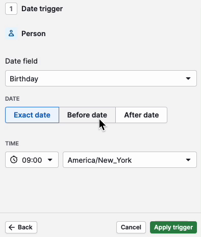 Automations: date triggers - Knowledge Base | Pipedrive